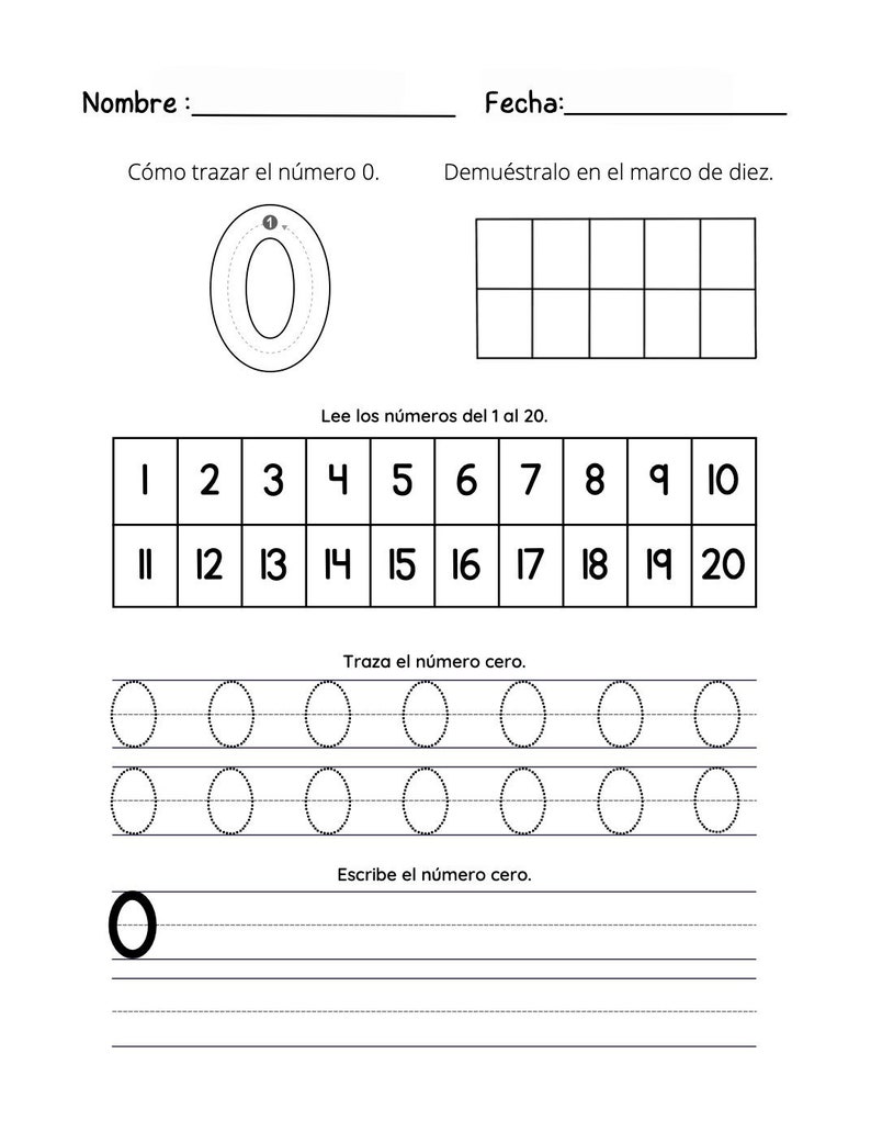 Tracing and Writing Numbers 1-20 Spanish Worksheet - Etsy