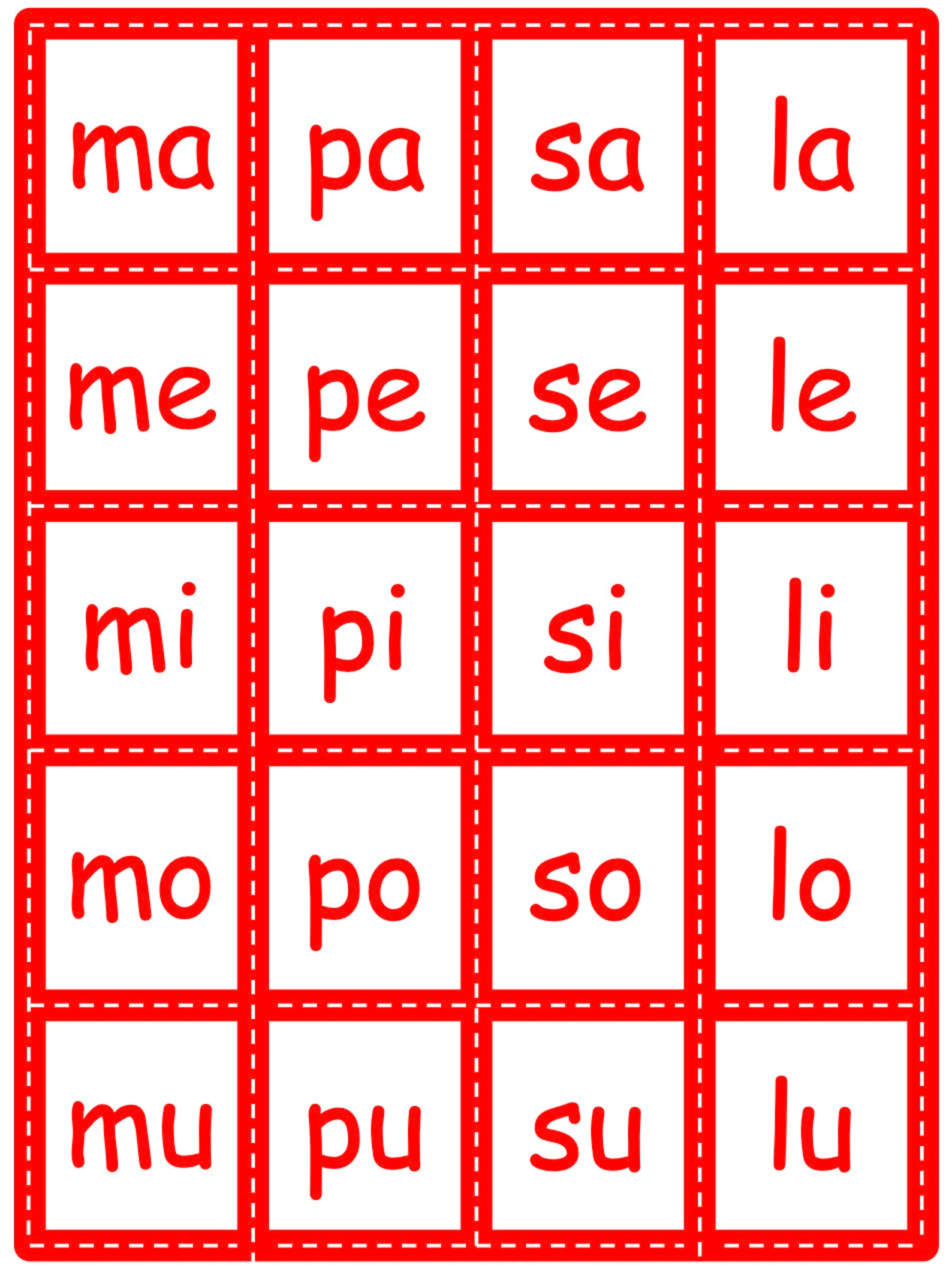 Spanish Syllables Flashcards - Etsy