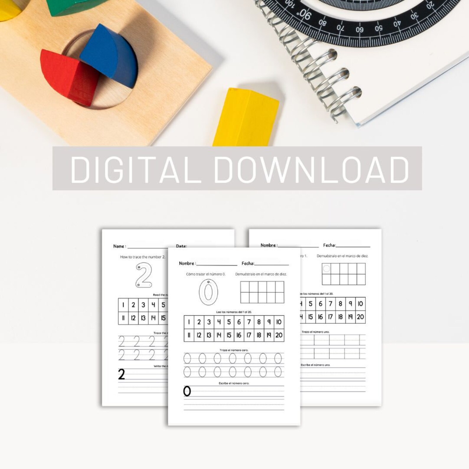 Tracing and Writing Numbers 1-20 Spanish Worksheet - Etsy