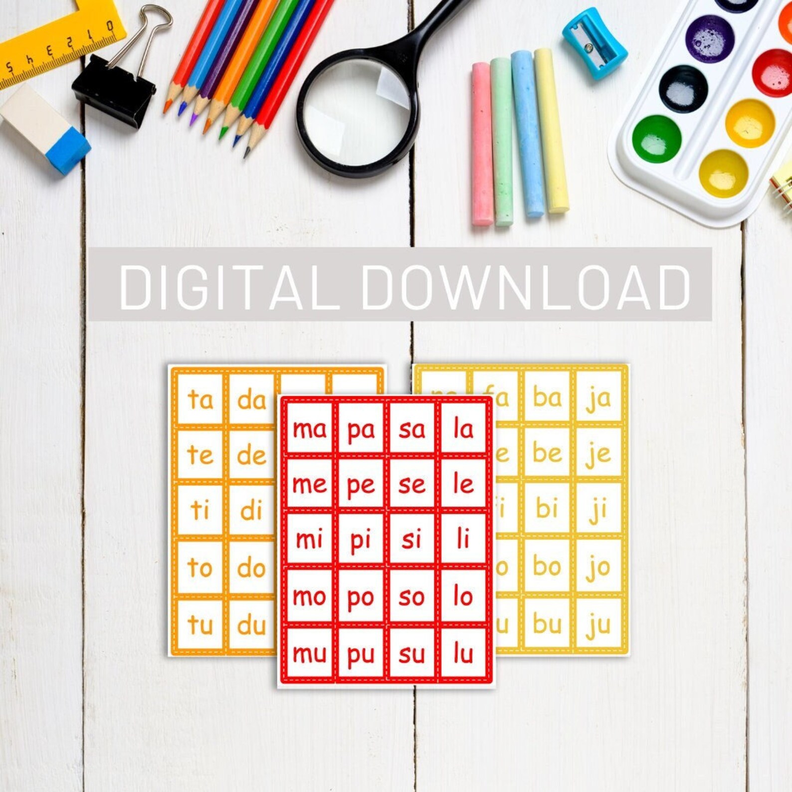 Spanish Syllables Flashcards - Etsy