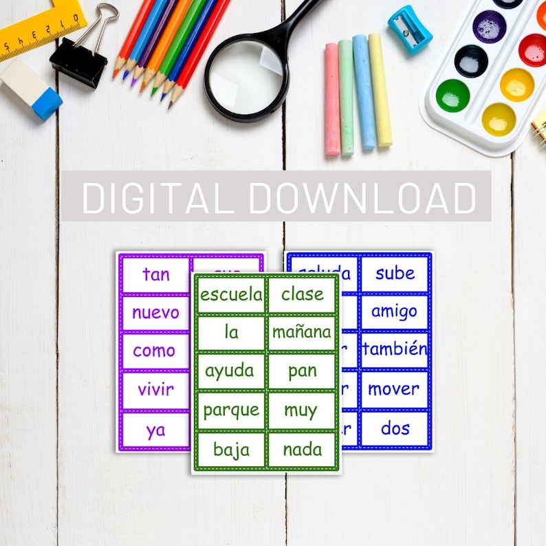 1st Grade Spanish Sight Words, High Frequency Words Flashcards - Etsy