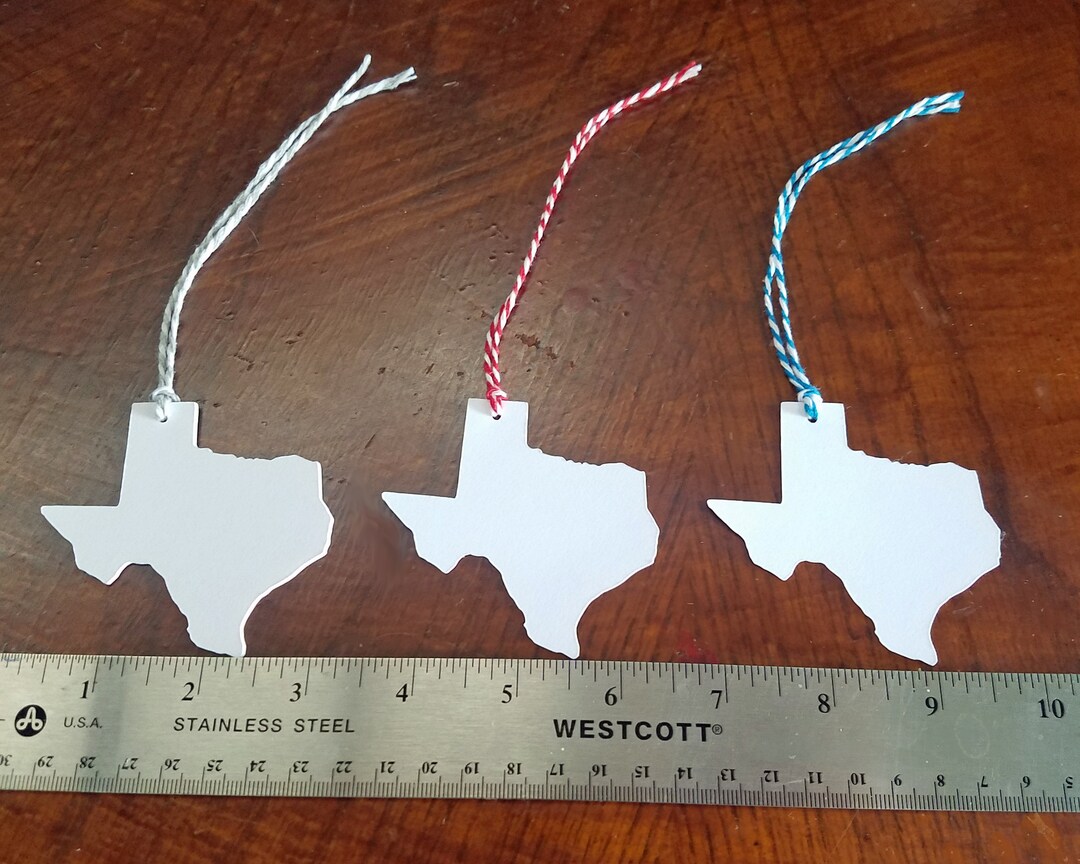 Set of 20 Large White OR Kraft Texas Tags With Red Blue or - Etsy
