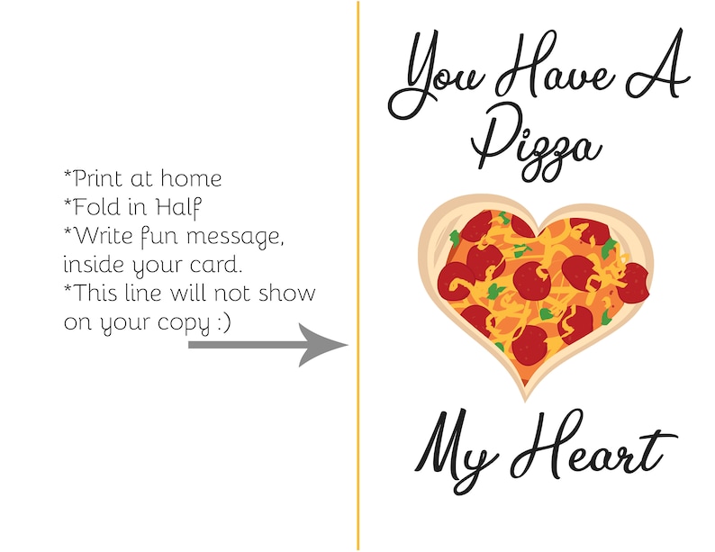 You Have a Pizza My Heart, Printable, PDF Valentine Card, Print at Home ...