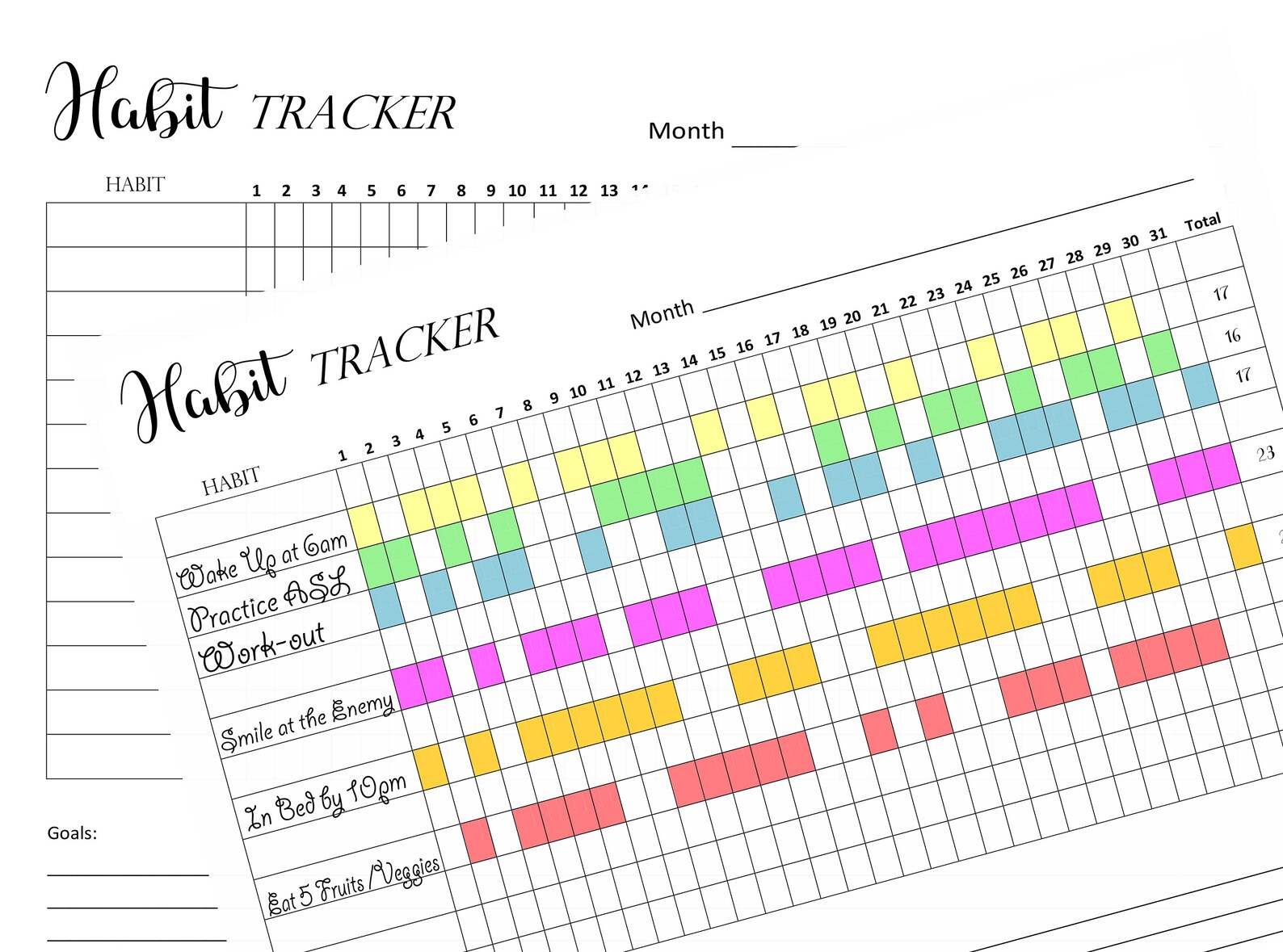 30 OR 31 Day, Monthly, Printable Habit Tracker 8x10.5 Inch PDF - Etsy