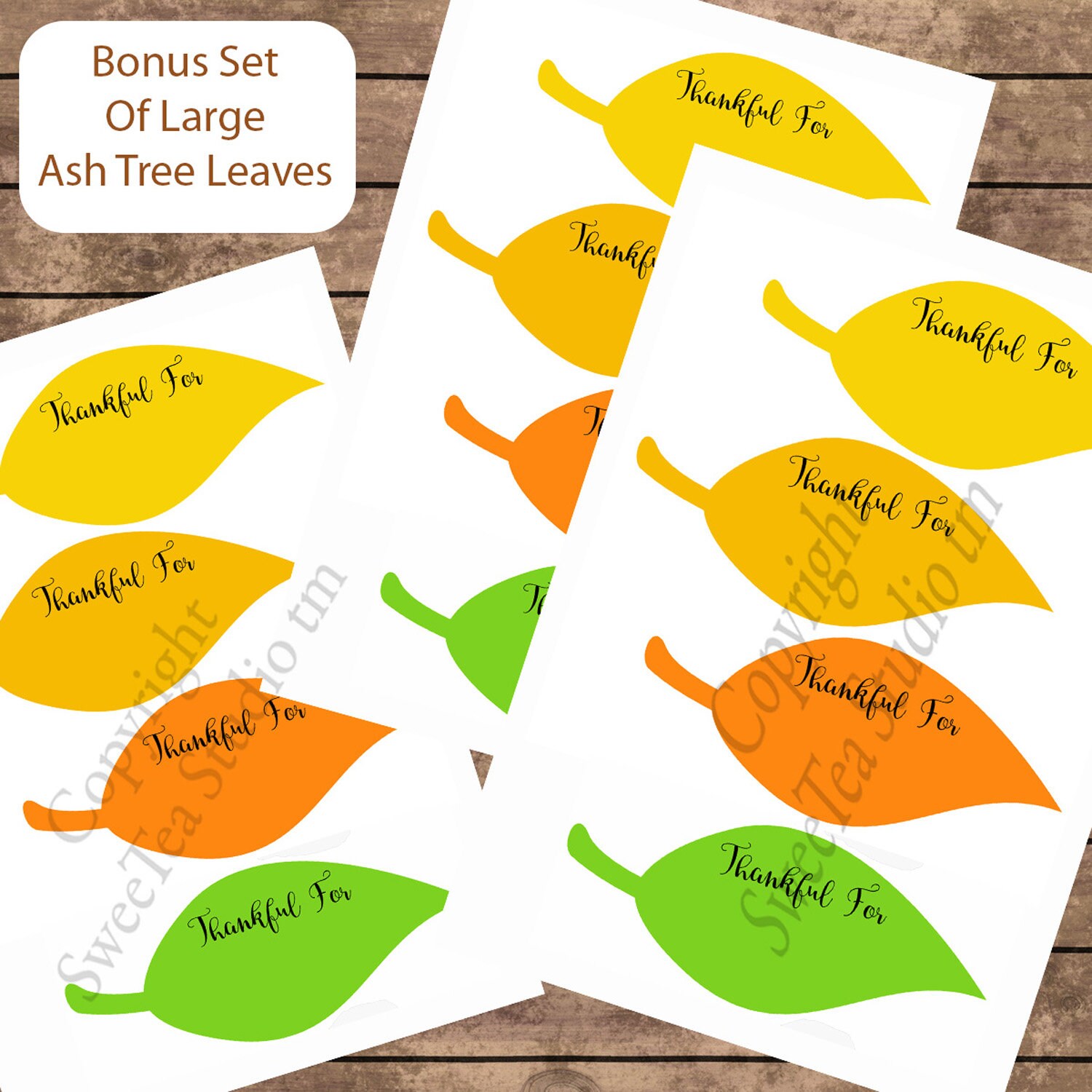 Printable Fall Thankful, Thanksgiving Maple Leaves, PDF and JPG - Etsy