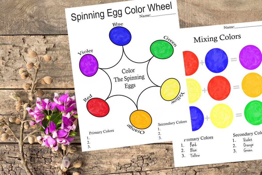 COLOR WHEEL Spinning Eggs Color Wheel and Mixing Primary Colors Chart ...