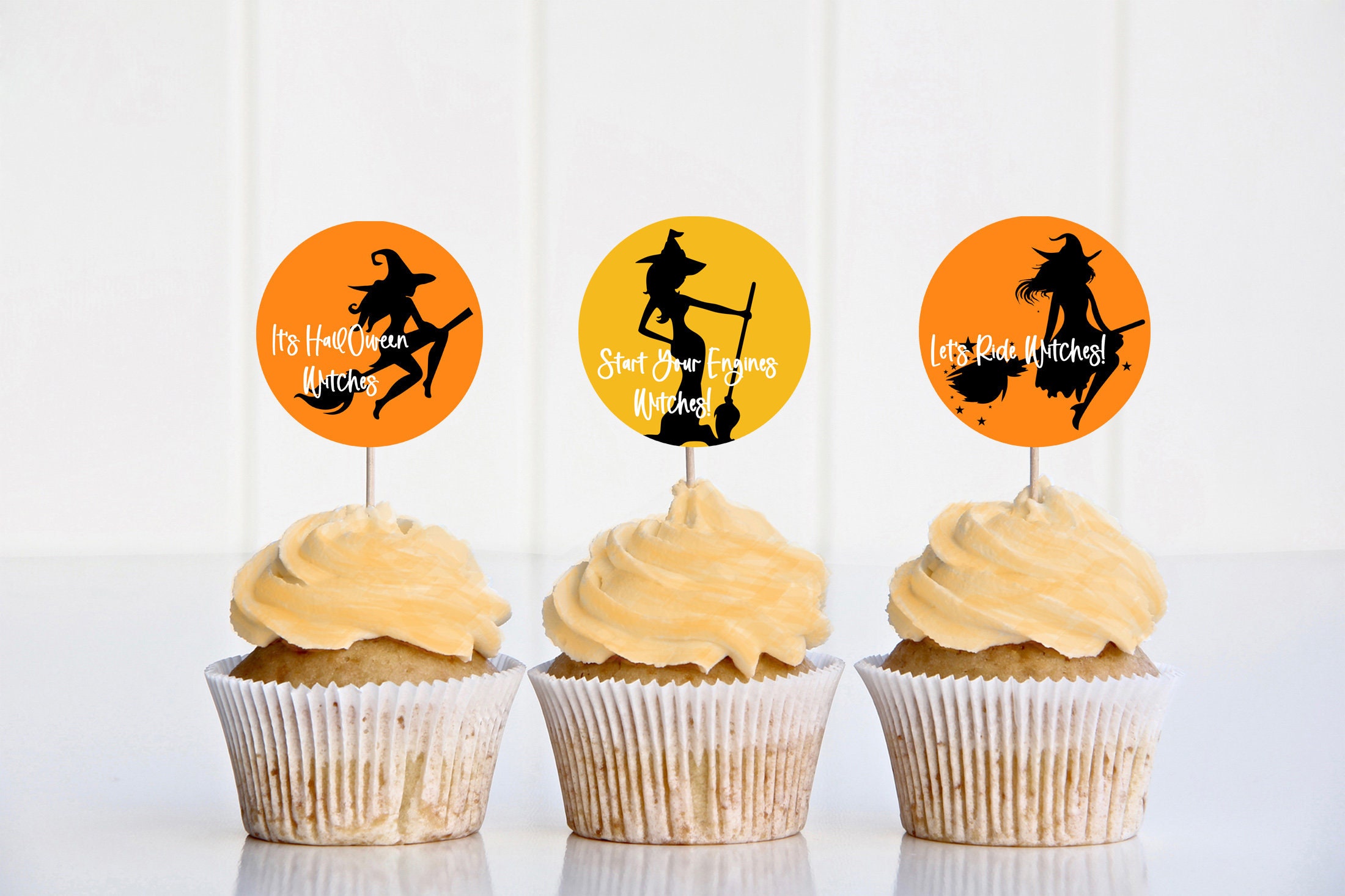 3 Fun Witch Cupcake Toppers, Printable, Download and Print & Cut ...