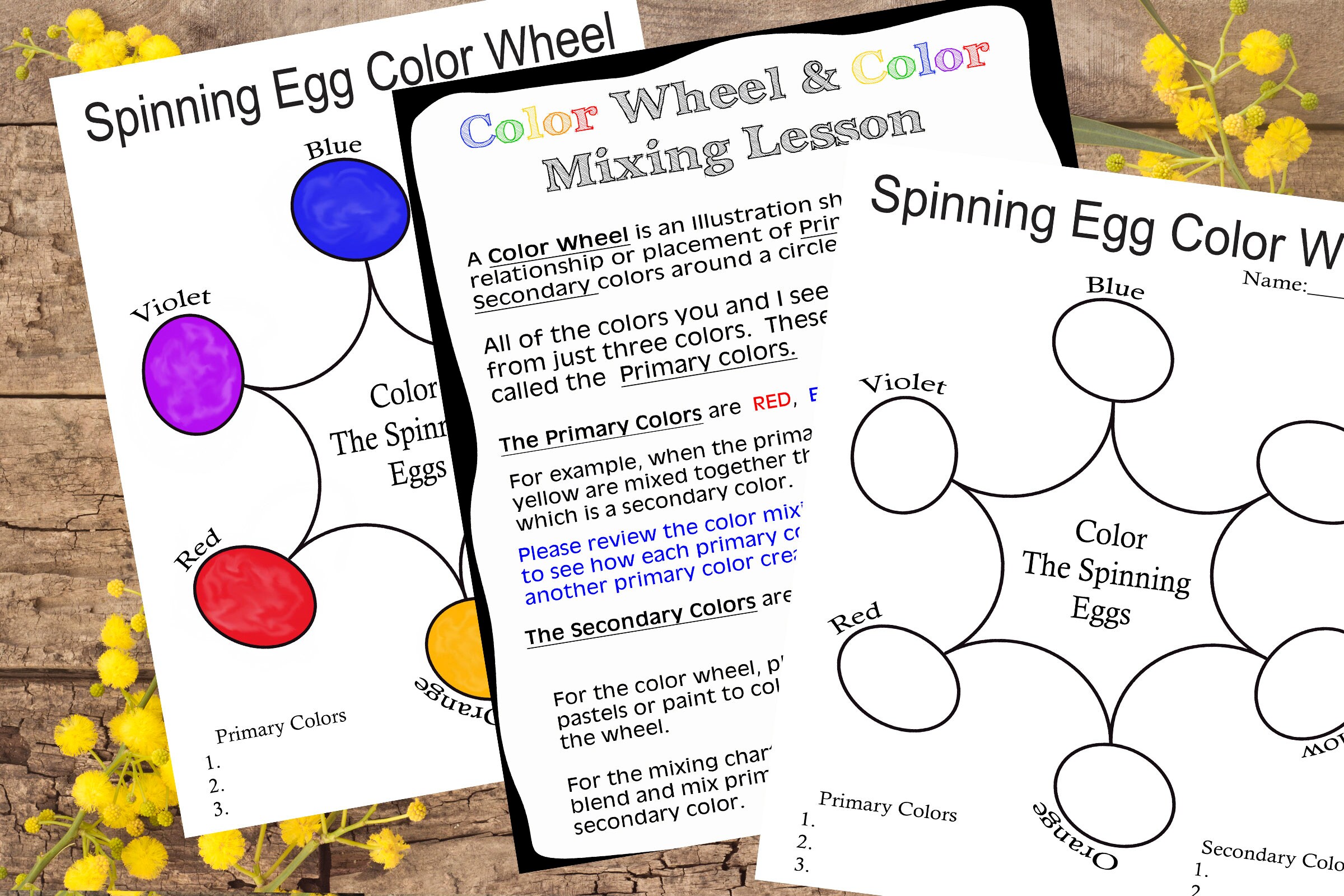 COLOR WHEEL Spinning Eggs Color Wheel and Mixing Primary Colors Chart ...