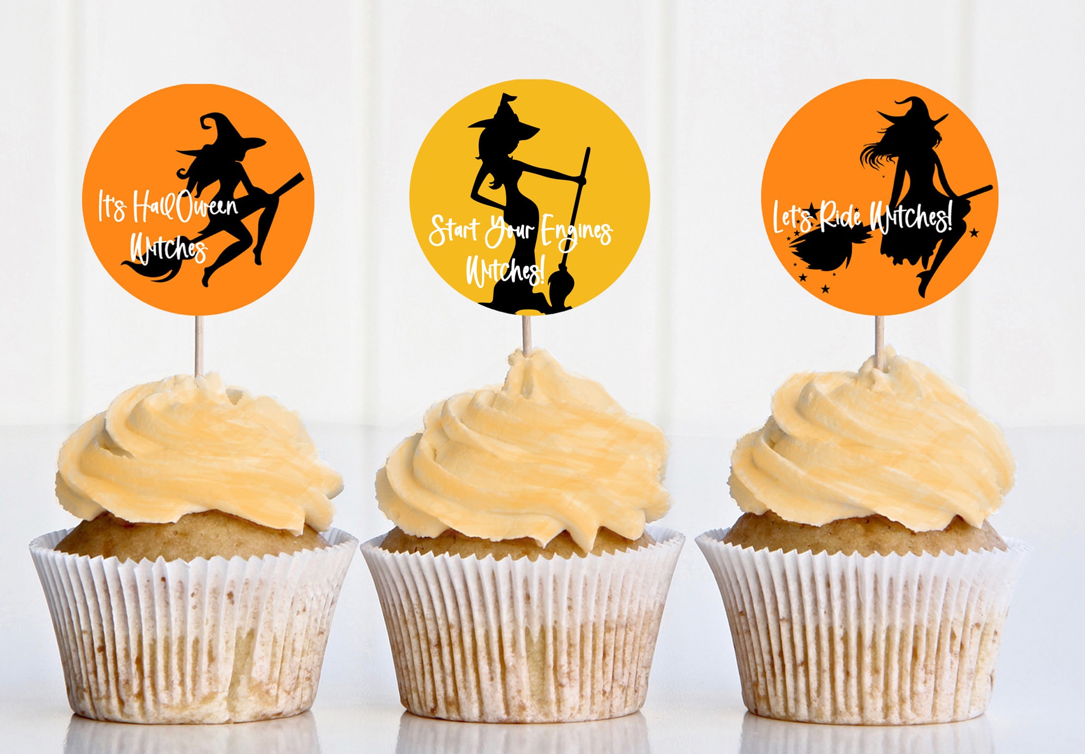 3 Fun Witch Cupcake Toppers, Printable, Download and Print & Cut ...
