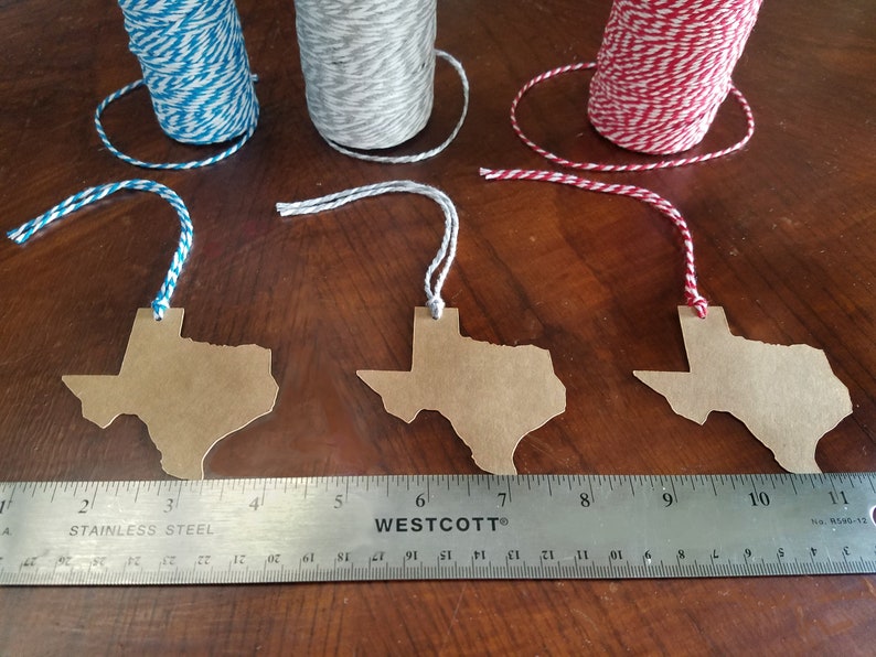 Set of 20 Large White OR Kraft Texas Tags With Red Blue or - Etsy