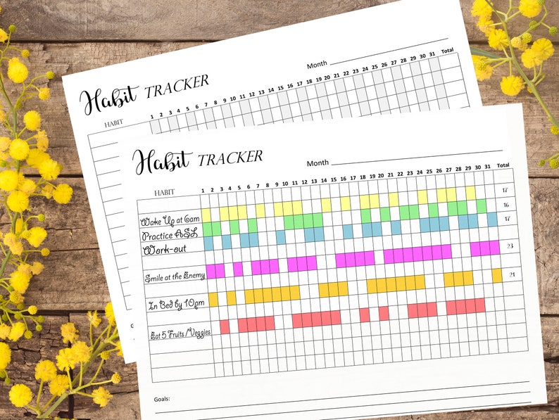 30 OR 31 Day, Monthly, Printable Habit Tracker 8x10.5 Inch PDF - Etsy