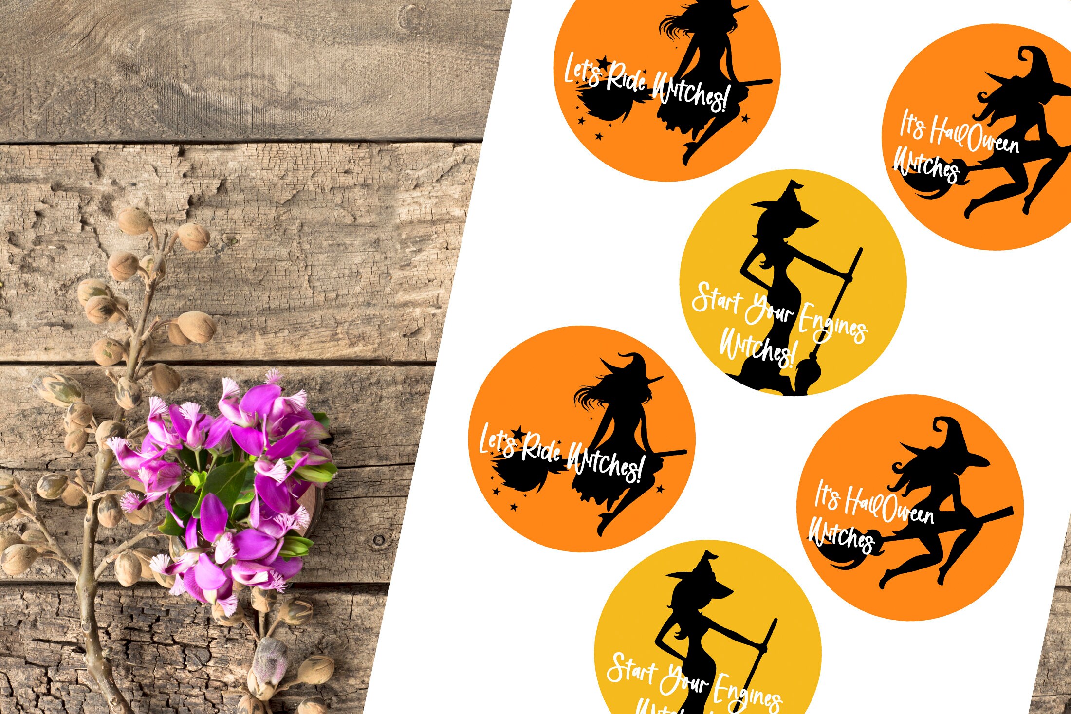 3 Fun Witch Cupcake Toppers, Printable, Download and Print & Cut ...