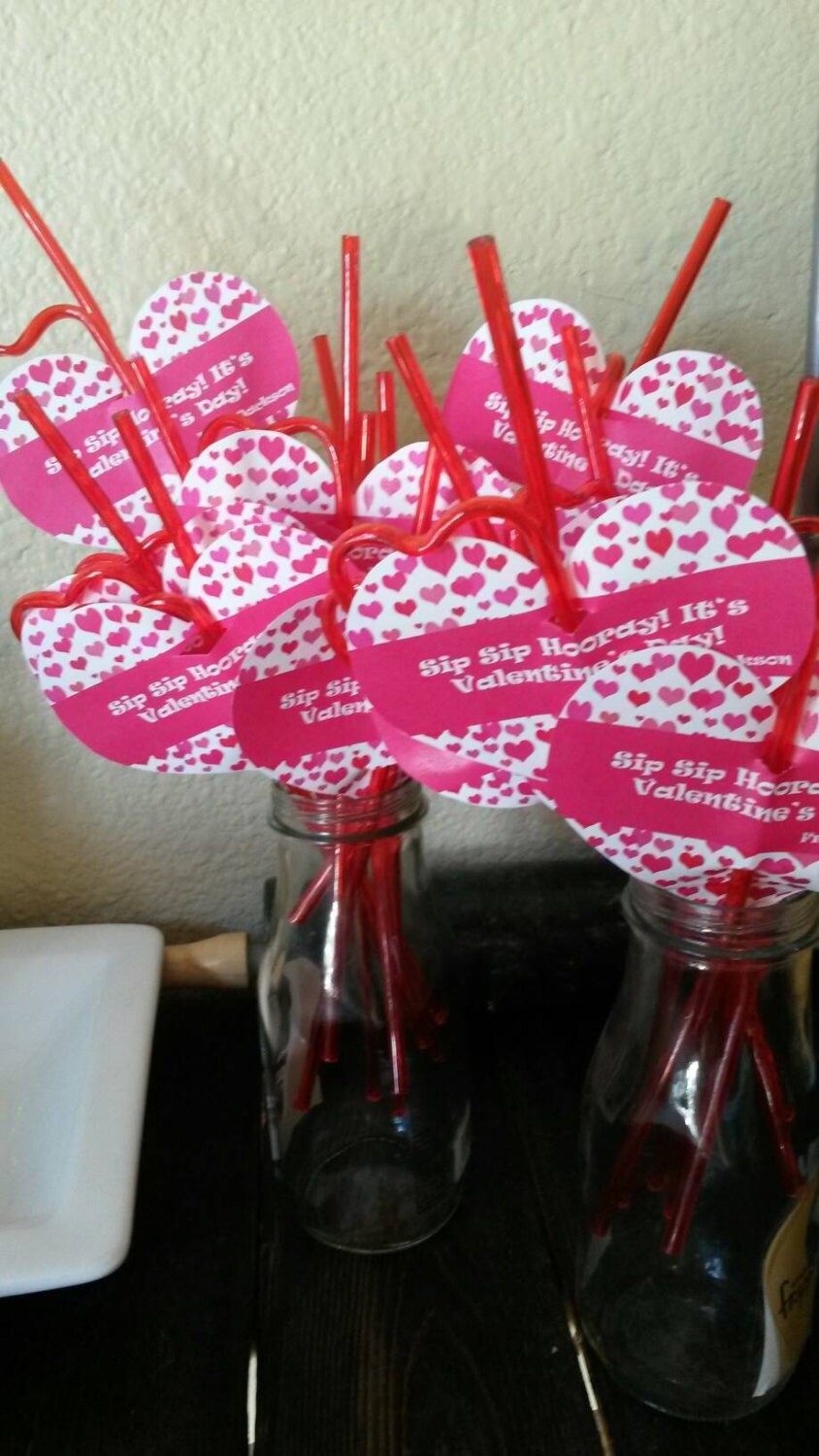 Personalized Valentine Crazy Straw Heart OR Round Tags - Etsy