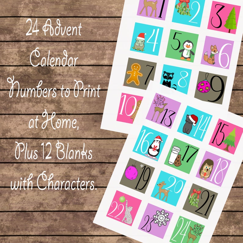 3 Inch, Holiday Advent Square Number Stickers to Print at Home, PDF ...
