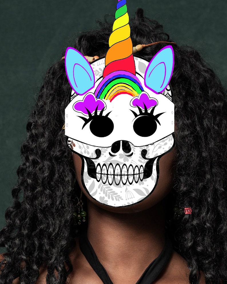 Printable Unicorn and Skull Combo Mask Birthday Party - Etsy