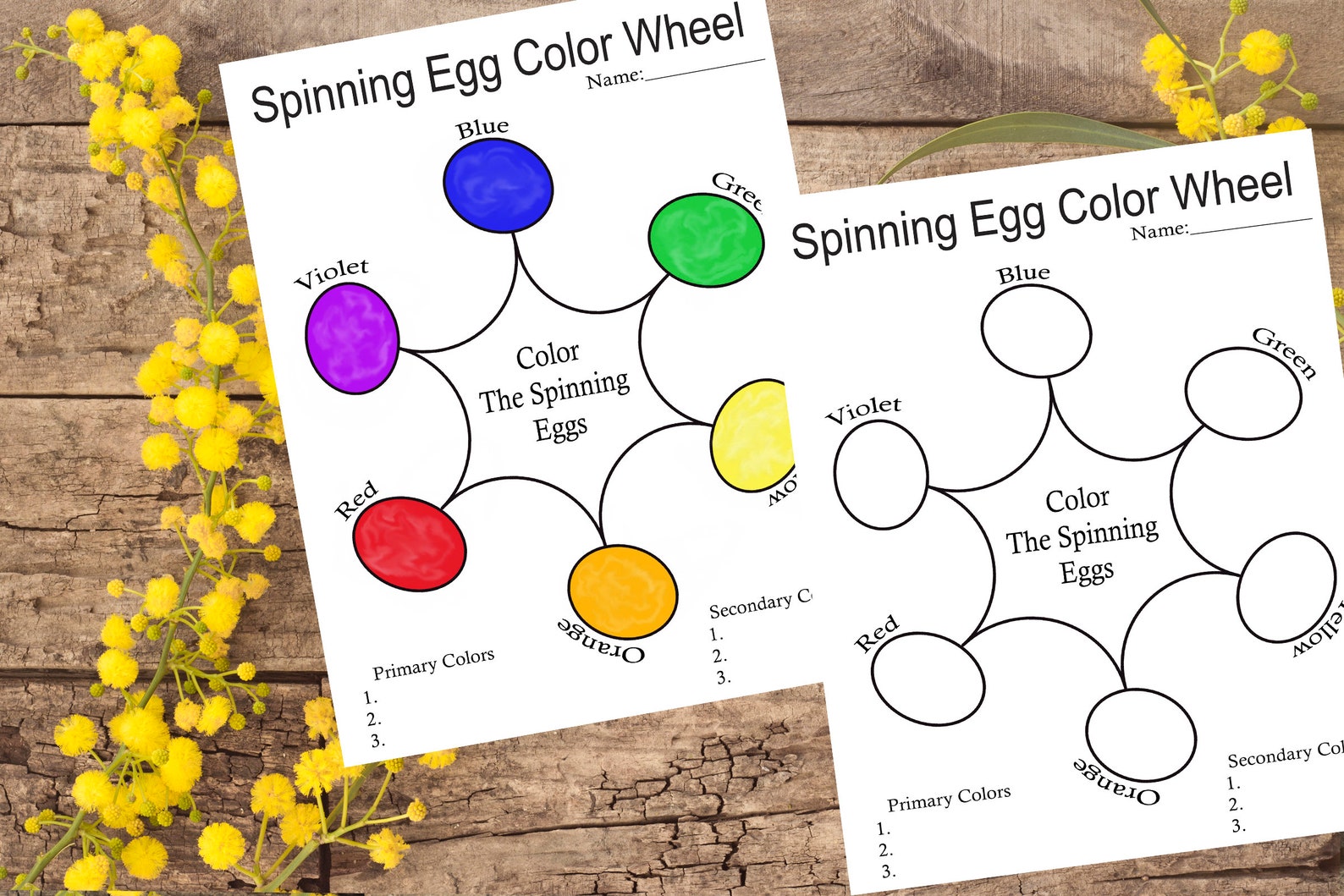 COLOR WHEEL Spinning Eggs Color Wheel and Mixing Primary Colors Chart ...
