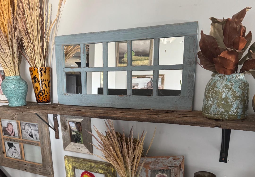 Rustic Window Mirror- Farmhouse Wall Decor- Large Window Mirrow ...