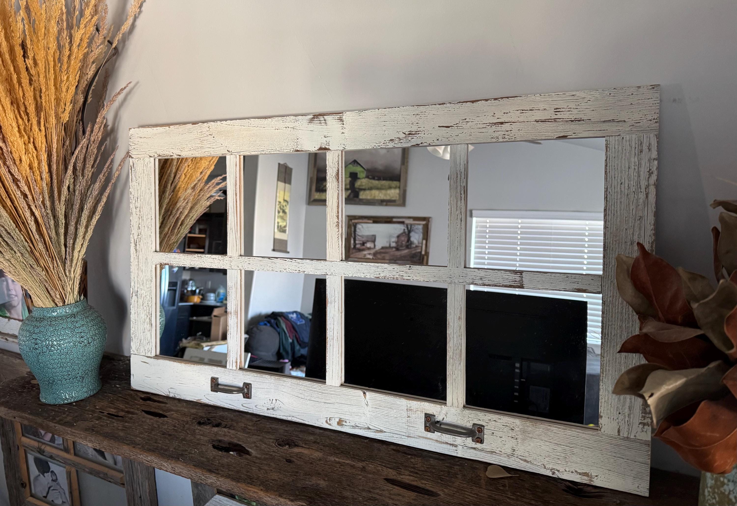 Rustic Window Mirror Farmhouse Wall Decor Large Window Mirrow Reclaimed ...