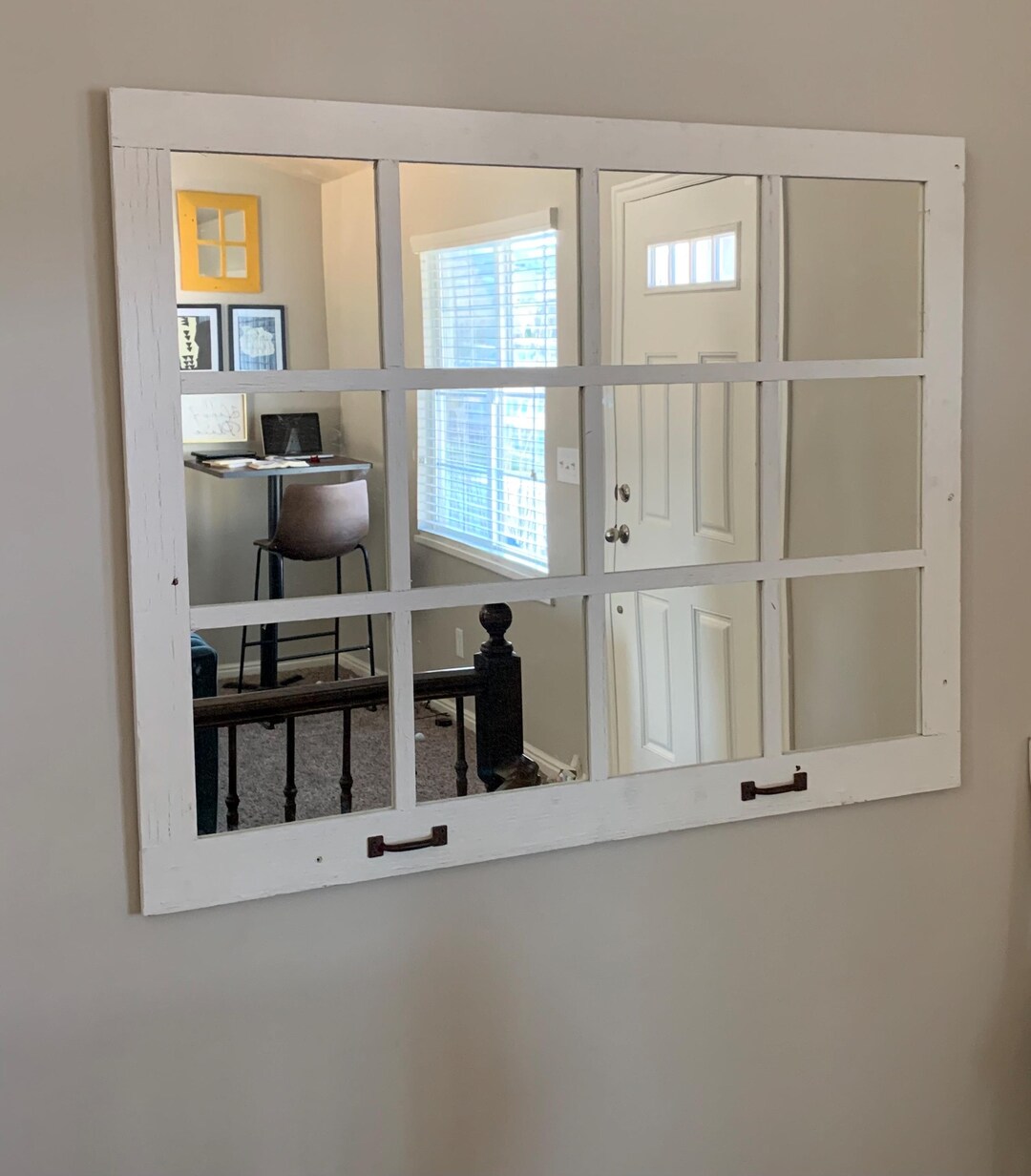46”x36”rustic Mirror-large Mirror- Farmhouse Wall Decor- Large Window ...