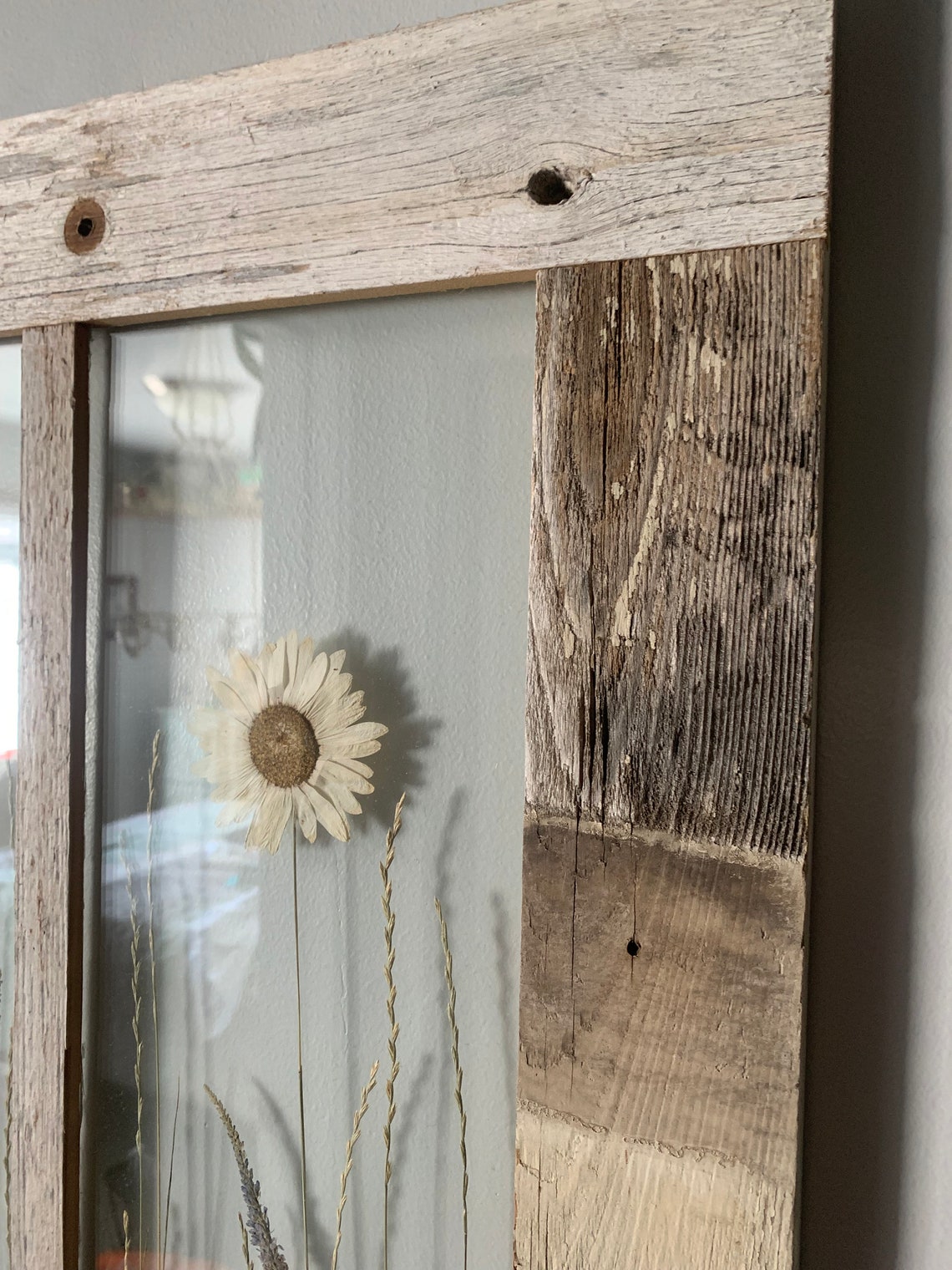 Pressed Flowers, Hand Made, Unique, One of a Kind, Reclaimed Wood Frame ...