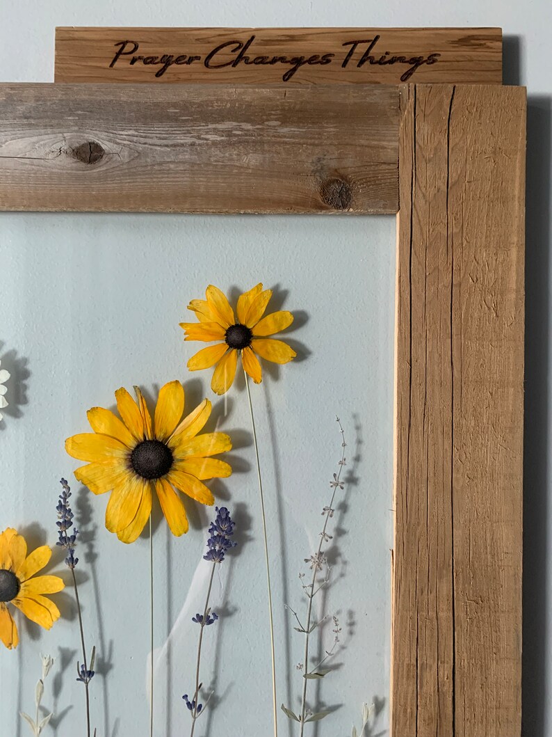 Pressed Flowers, Wall Art, Home Decor, Reclaimed Wood, Hand Made ...
