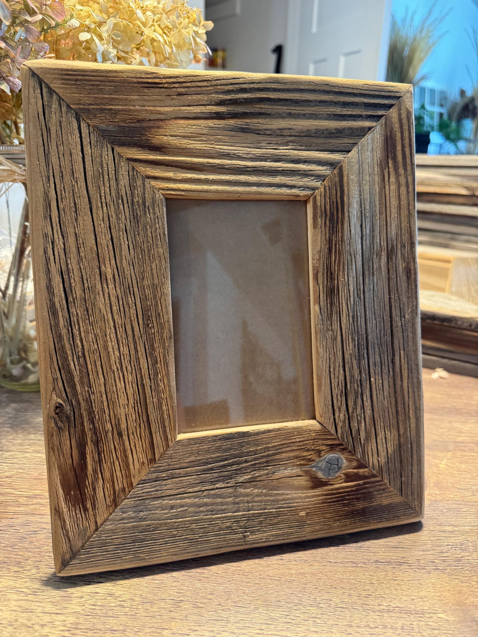 3" Wide, Reclaimed Barn Wood Picture Frame: Handmade Rustic Decor, 4x6 ...