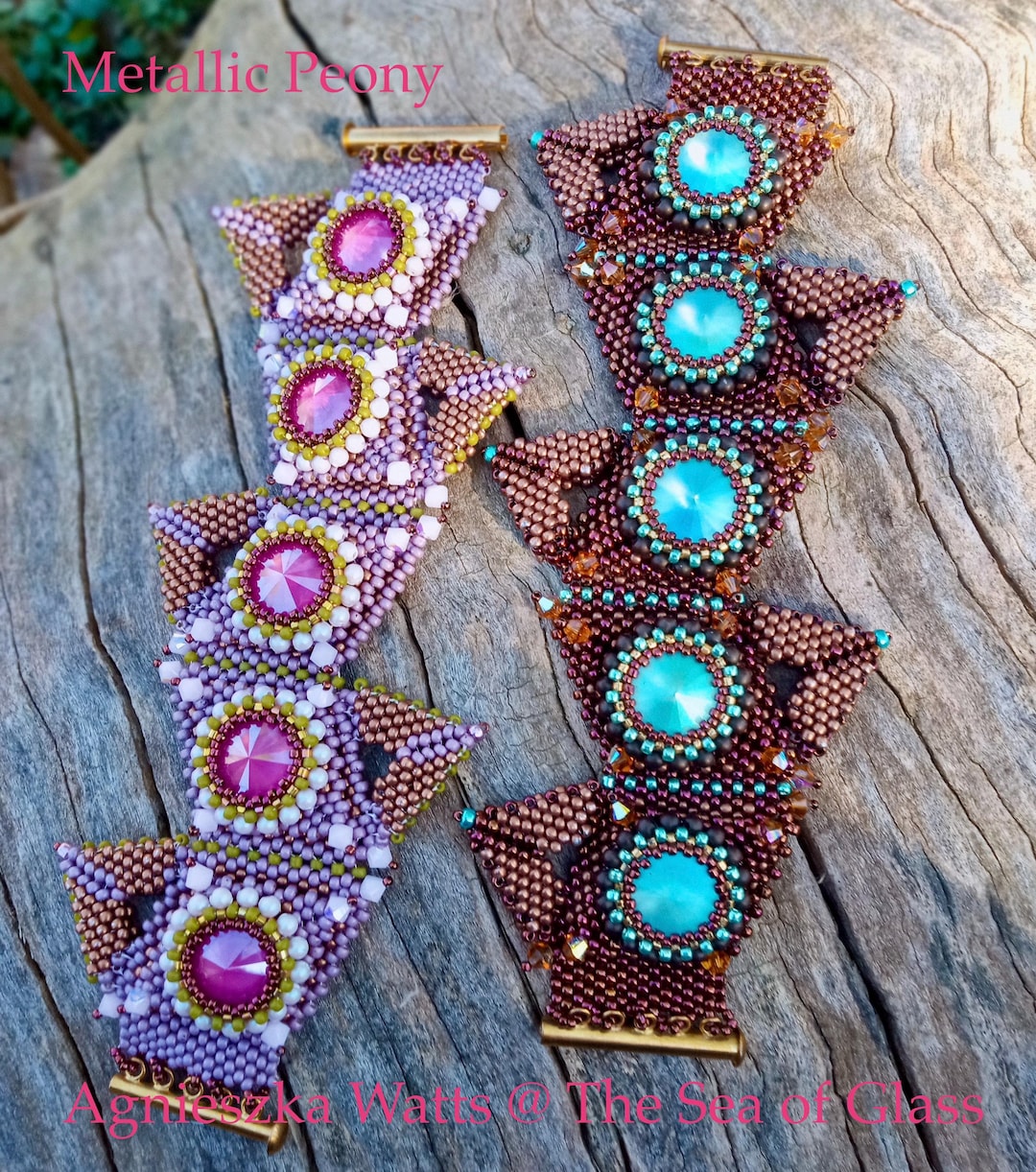 Sparkling Diamond Triangle Bracelet Tutorial "metallic Peony" Peyote ...