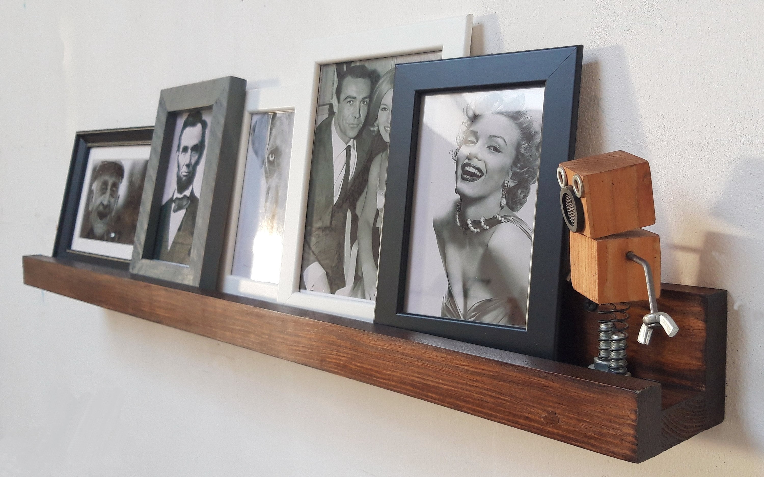 WALNUT Finish Wood Floating Photo Shelf shelves Picture - Etsy UK