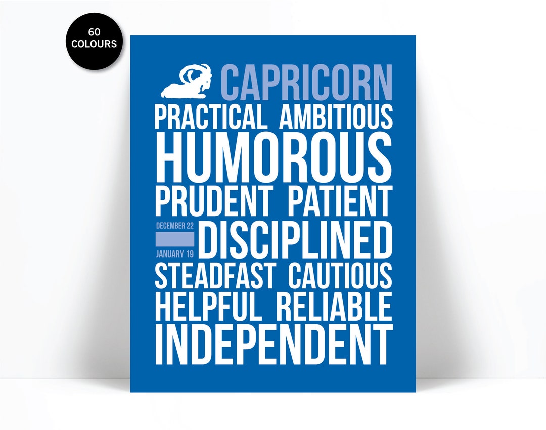 Capricorn Personality Character Traits - Subway Art - Typography Poster ...