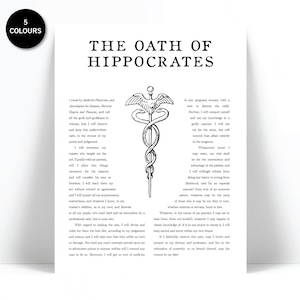 The Hippocratic Oath - Art Print - Hippocrates Medical Quote Poster ...