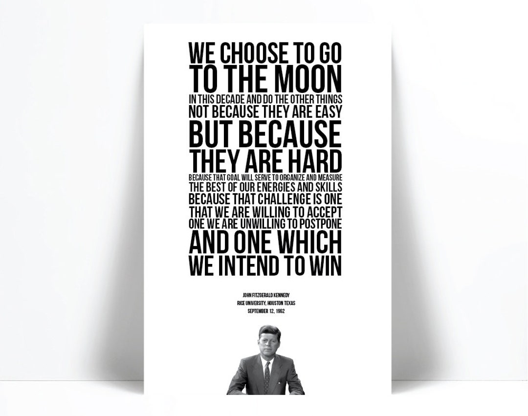 John Fitzgerald Kennedy Moon Landing Presidential Speech Art Print ...