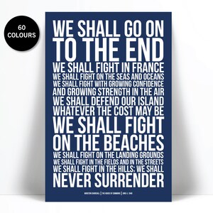 Winston Churchill Quote Art Print - We Shall Fight on the Beaches ...