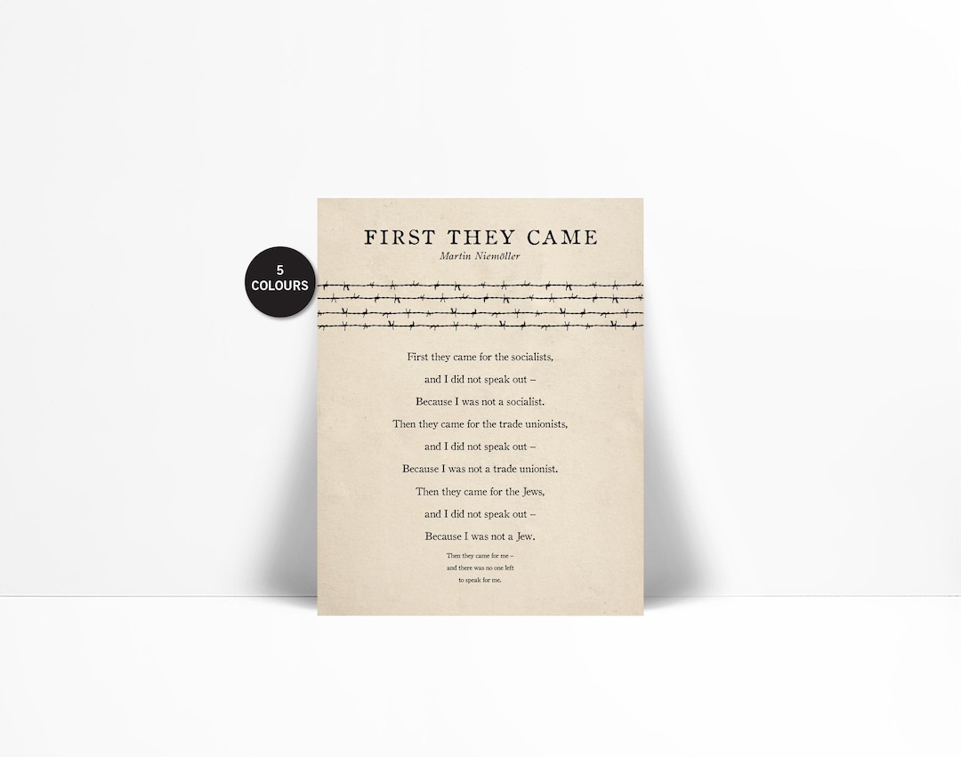 First They Came Then They Came for Me Art Print - Martin Niemöller ...