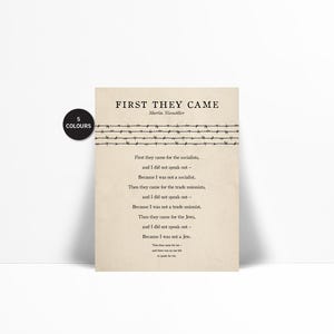 First They Came Then They Came for Me Art Print - Martin Niemöller ...