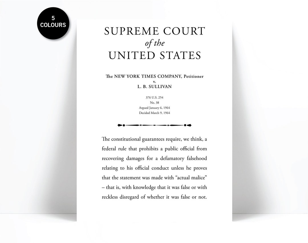 New York Times V Sullivan Art Print - United States Supreme Court Case ...