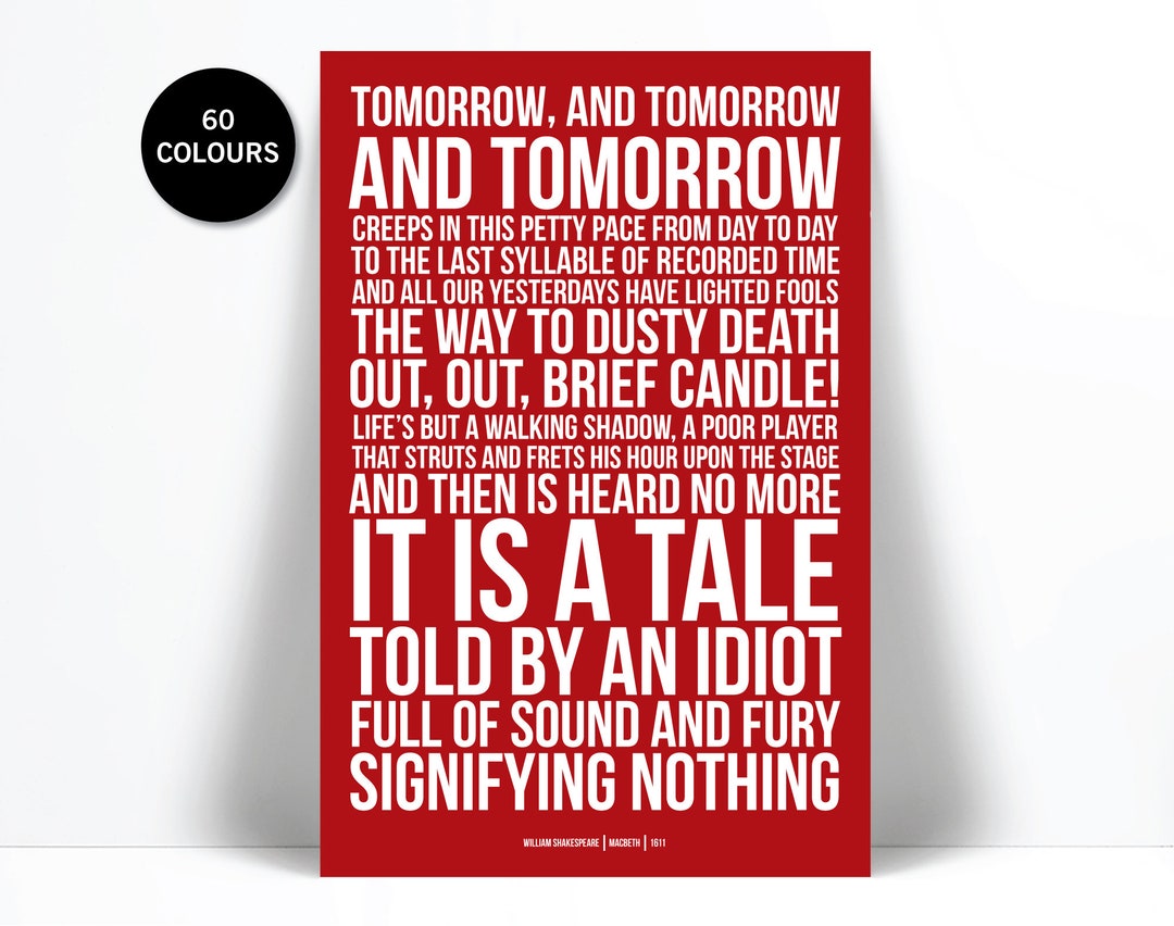 William Shakespeare Quote Art Print - Macbeth Poster - Literature ...