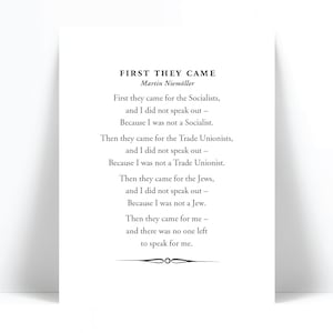 First They Came Then They Came for Me Art Print Martin Niemöller ...