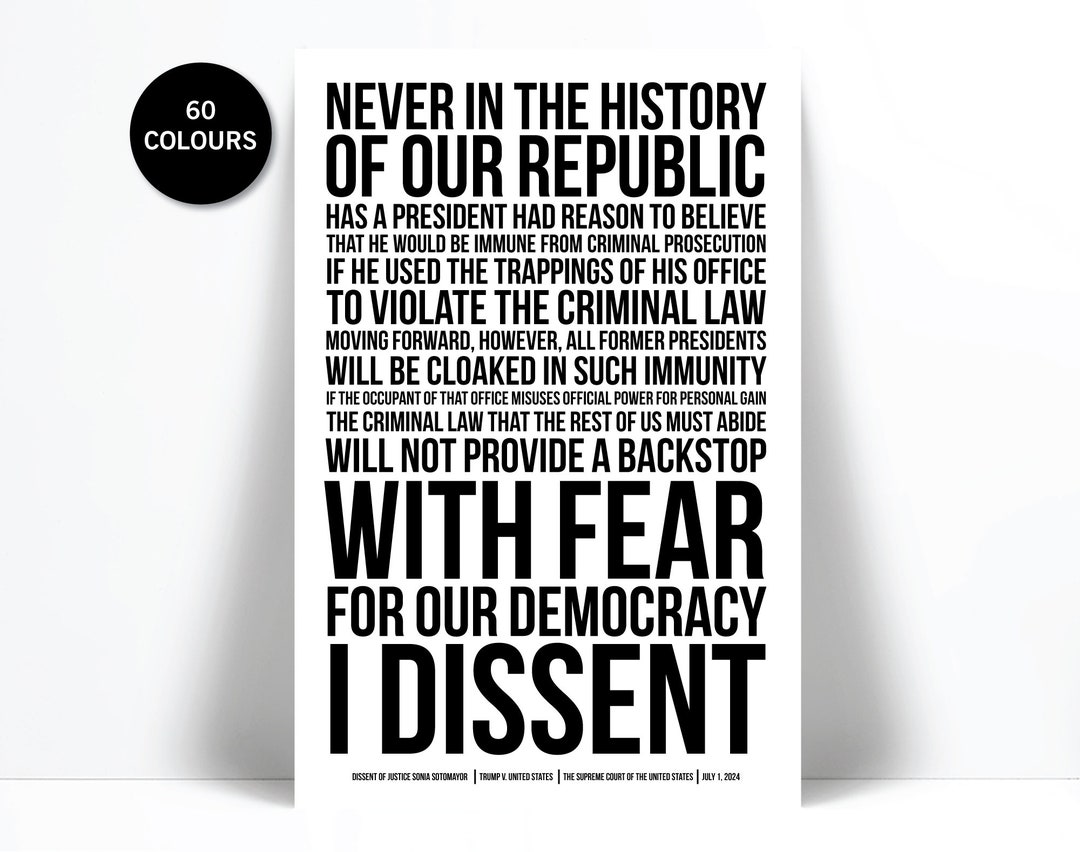 United States Supreme Court Decision Art Print - Sotomayor Dissent ...