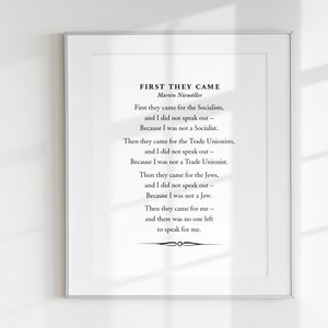 First They Came Then They Came for Me Art Print - Martin Niemöller ...