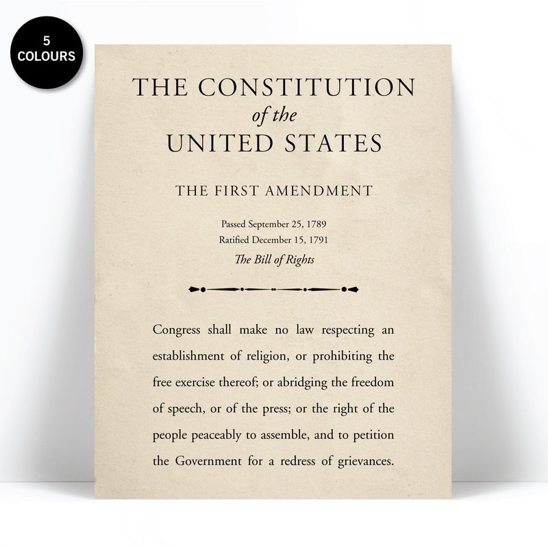U.s. Constitution Amendments Poster - Etsy
