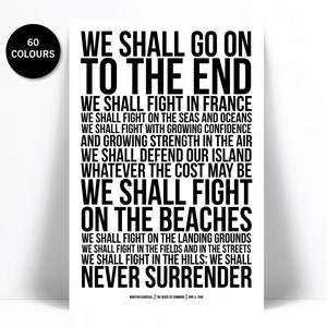 Winston Churchill Quote Art Print - We Shall Fight on the Beaches ...