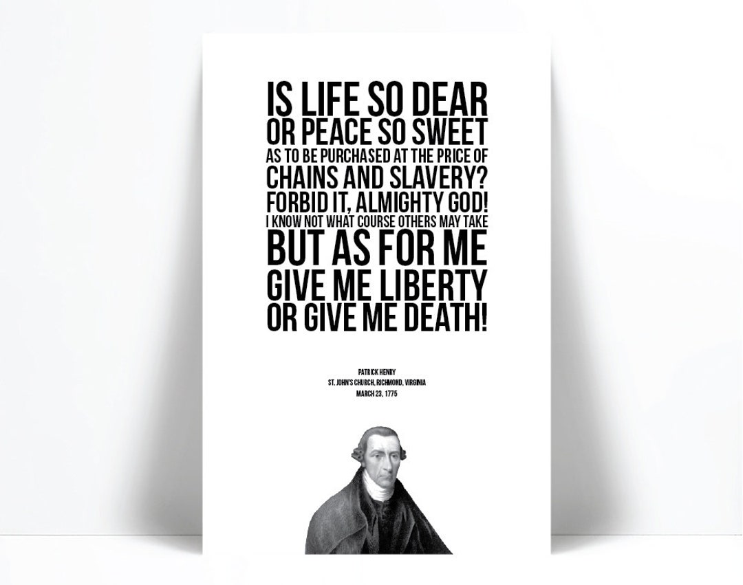 Patrick Henry Give Me Liberty Give Me Death Typographic Print American ...
