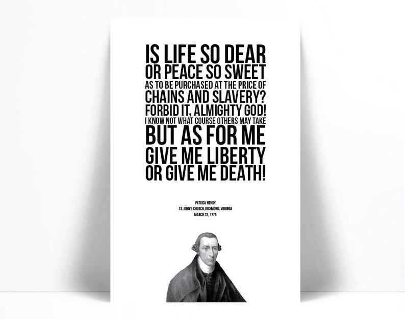 Patrick Henry Give Me Liberty Give Me Death Typographic - Etsy