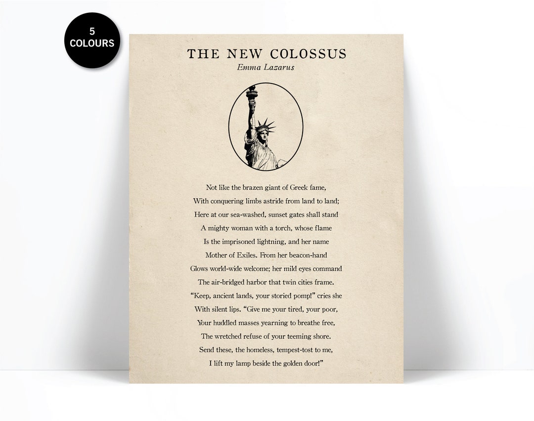 Give Me Your Tired Your Poor Art Print New Collosus Poem Emma Lazarus ...