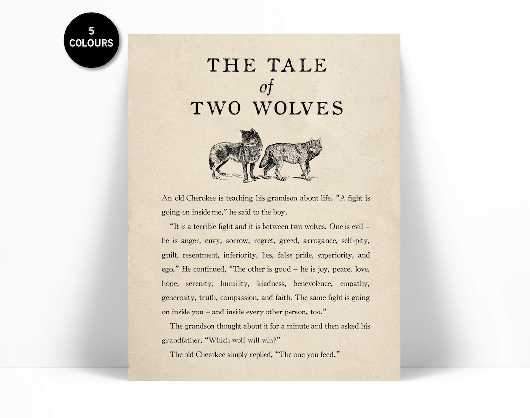 The Tale of Two Wolves Art Print Native American Story Cherokee Tale ...