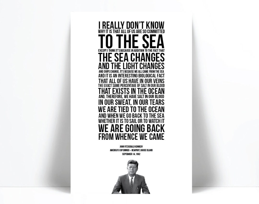John Fitzgerald Kennedy Ocean Speech Art Print JFK Poster Presidential ...