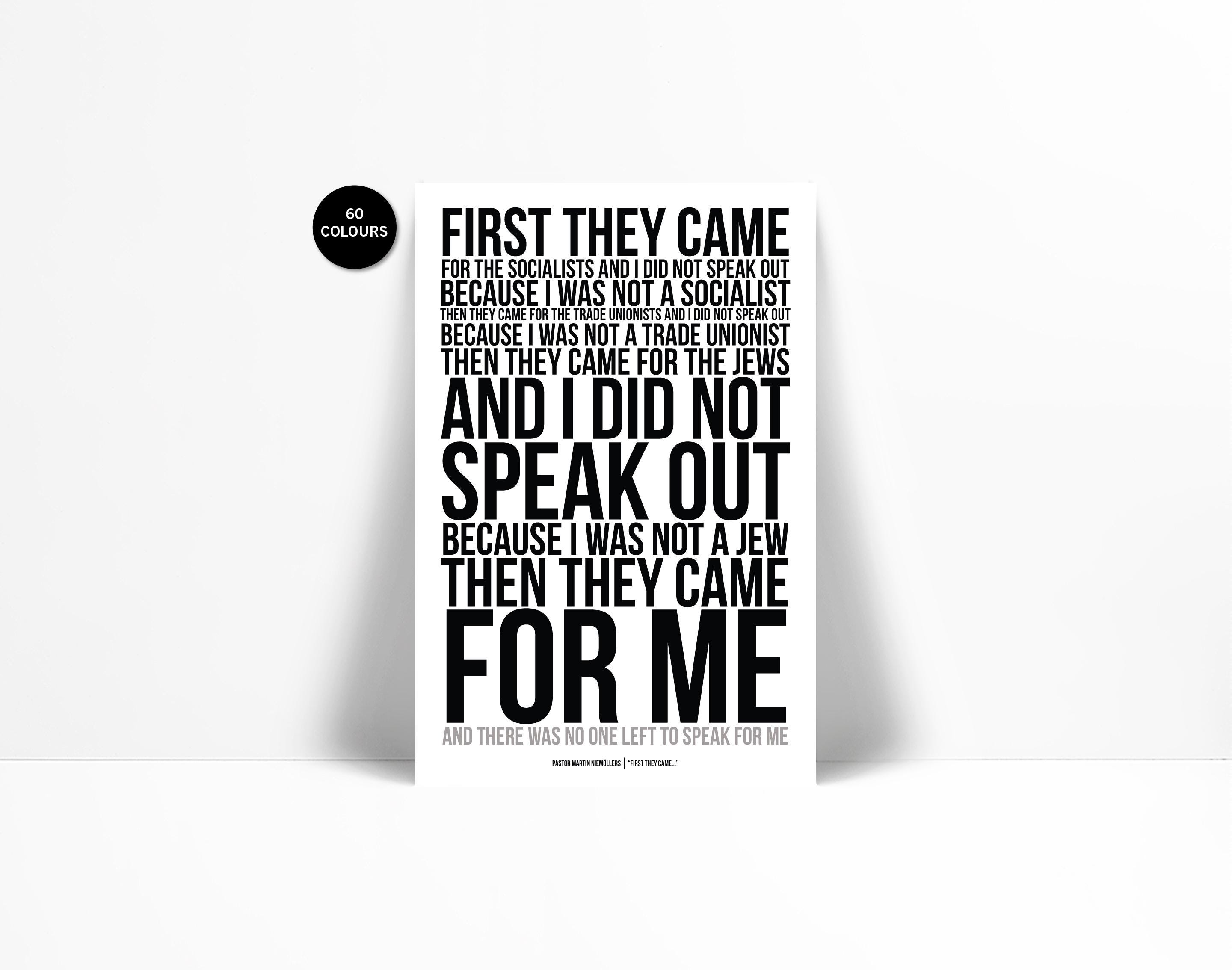 First They Came Then They Came for Me Art Print - Martin Niemöller ...