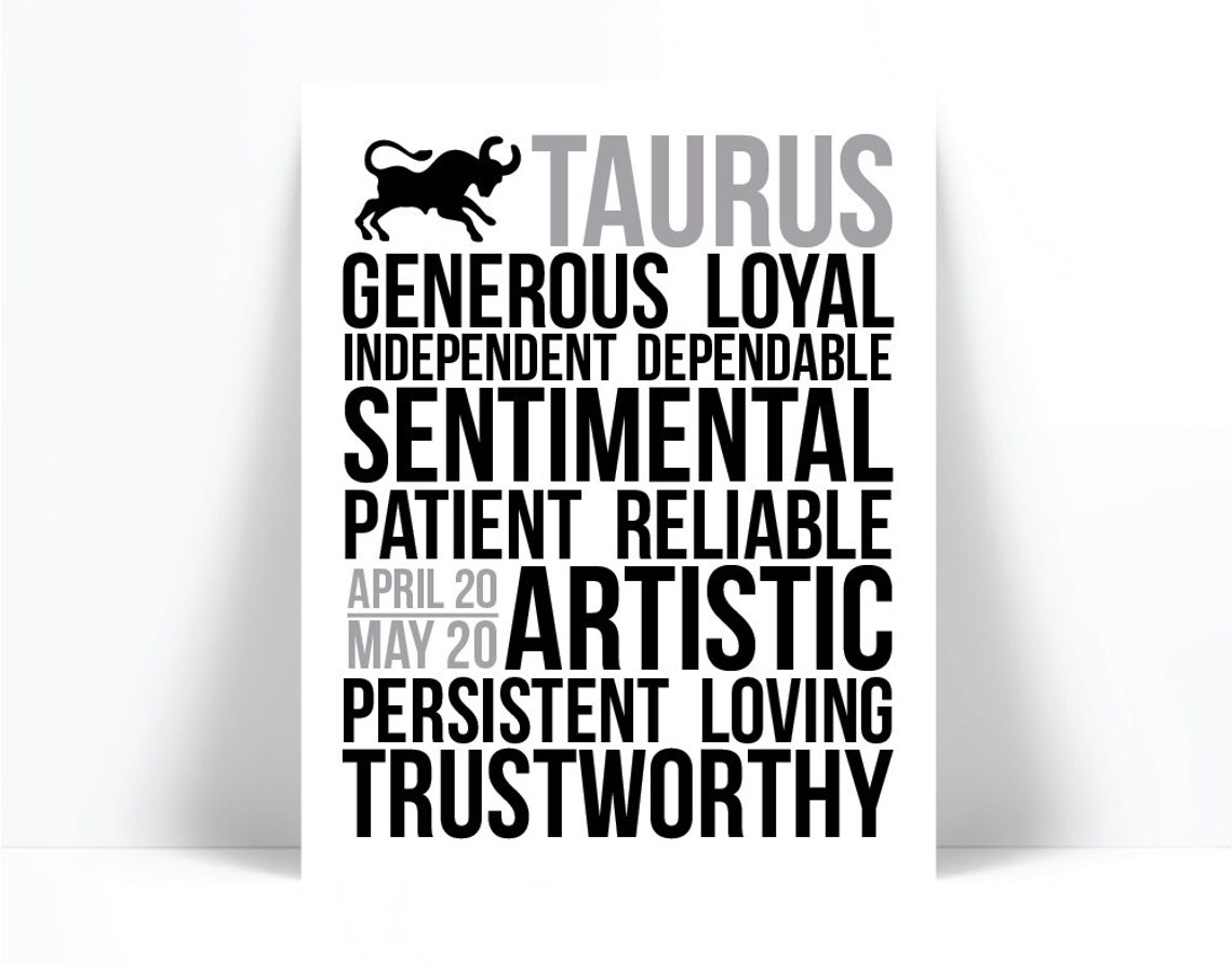 Taurus Personality Character Traits Subway Art Print | Etsy