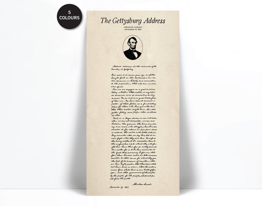 Gettysburg Address Abraham Lincoln Quote Art Print - Presidential ...