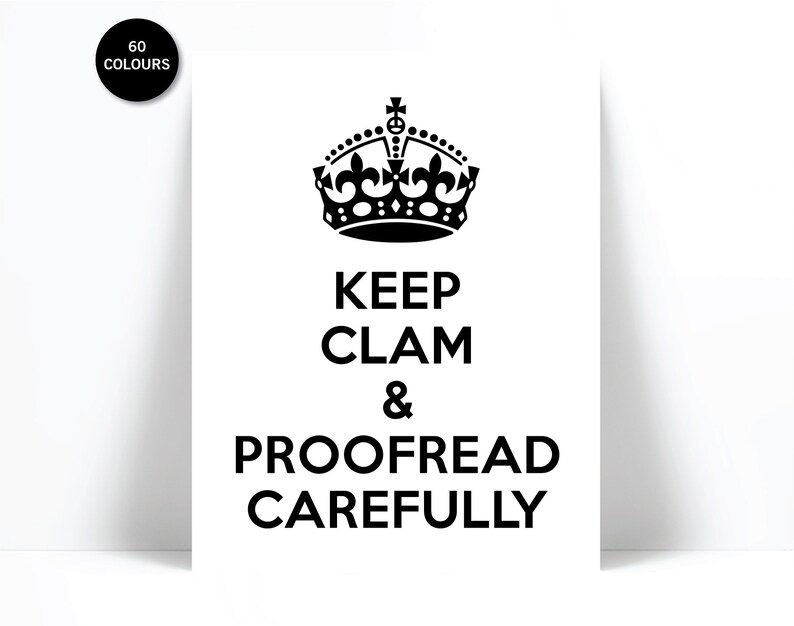 Keep Clam & Proofread Carefully Funny Art Print Punctuation - Etsy